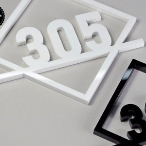 Acrylic Room Number Sign in Rhombus Frame for Hotel Signage, Apartment ...