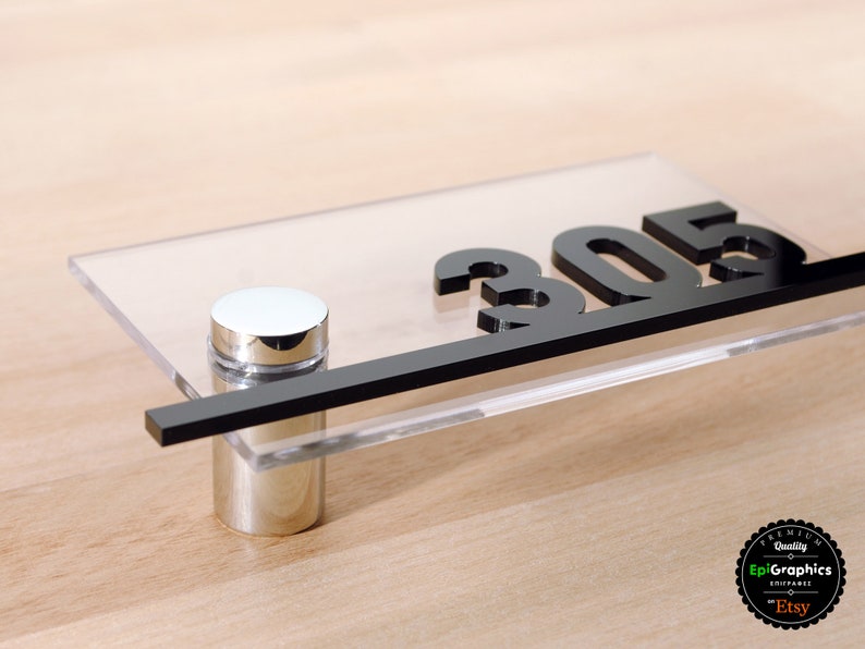 Modern Acrylic Room Number Sign: Hotel, Apartment Door Signage - Etsy