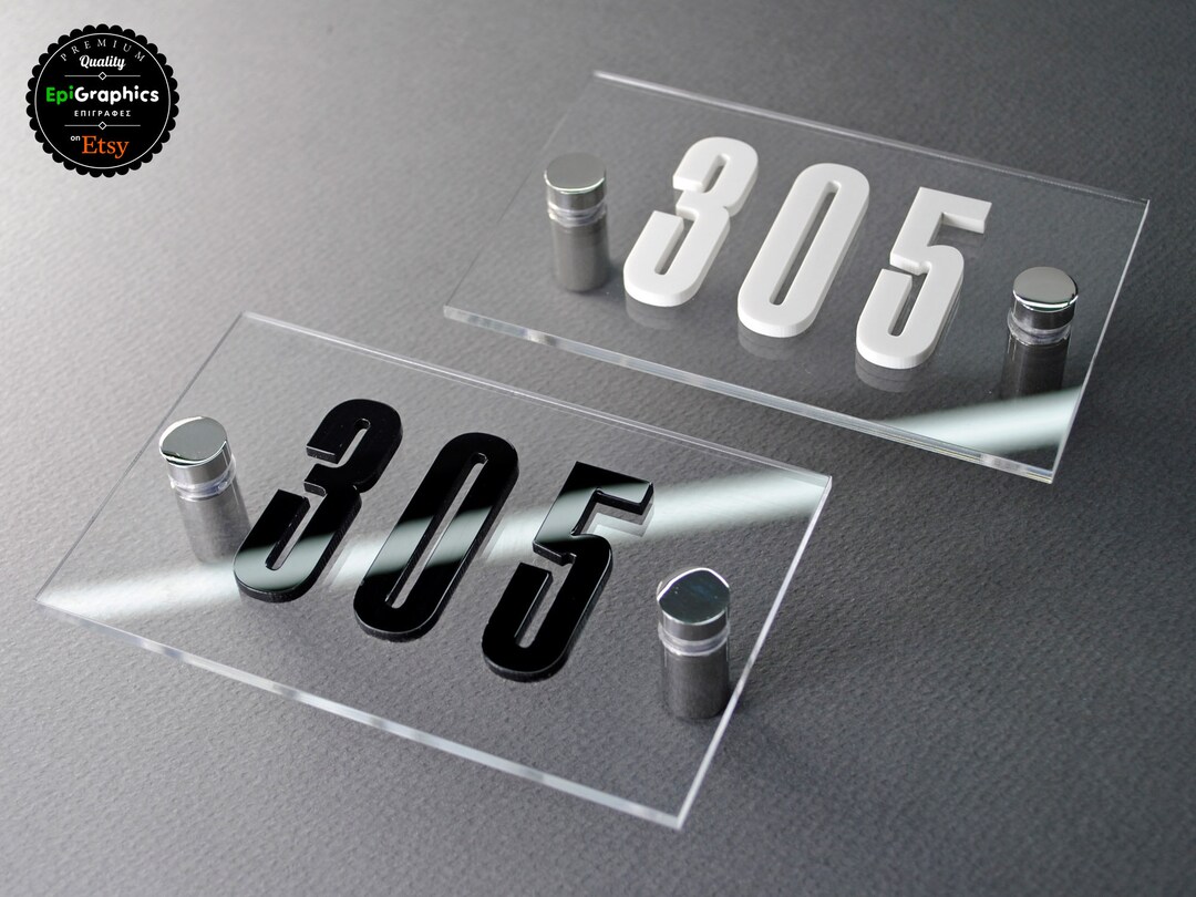 Acrylic Sign With Wall Spacers for Hotel Signage, Room Number Sign ...