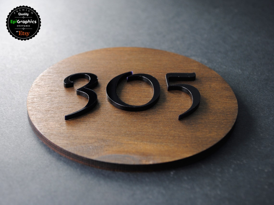 Wood Room Number Sign: Round Acrylic Hotel Door Sign - Etsy