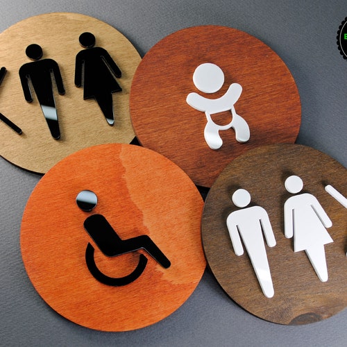 Round Shape Acrylic WC Sign for Hotel Restaurant and Office - Etsy