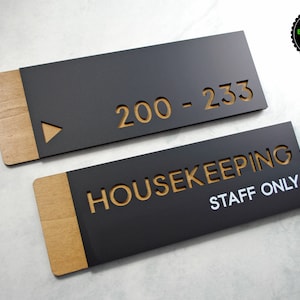 Modern Wood & Acrylic Room Number Sign - Hotel Door Signage - Etsy