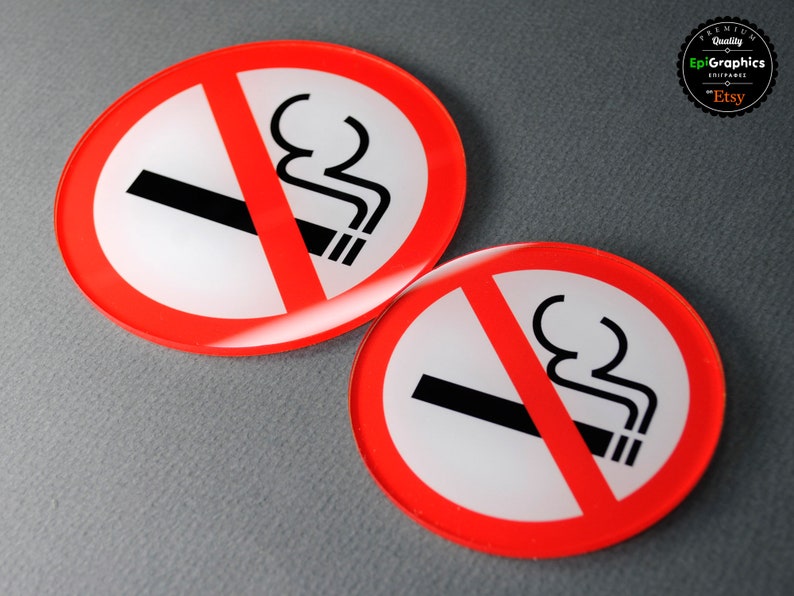 Acrylic Sign No Smoking in round shape. | Etsy