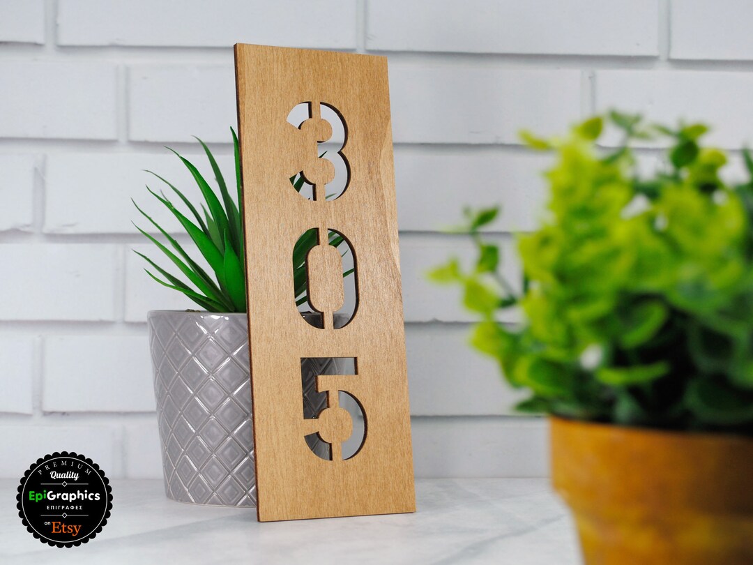 Stencil Room Number Sign Made of Wood for Hotel Signage, Apartment Door ...