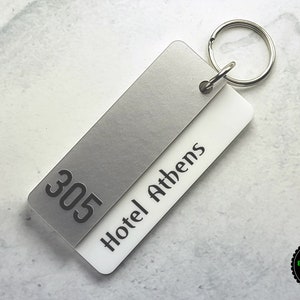 Personalized Modern Keychain for Hotels, Key Tag With Your Logo and ...