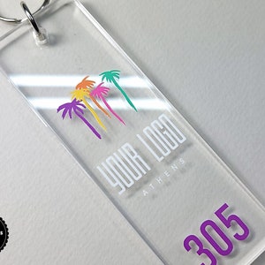 Personalized Acrylic Key Tag for Hotels, Keychain With Your Logo and ...