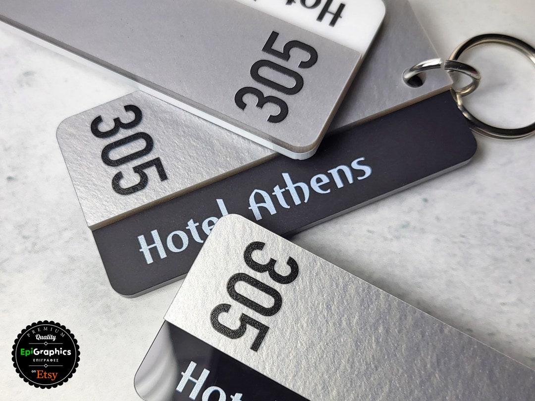 Personalized Modern Keychain for Hotels, Key Tag With Your Logo and ...