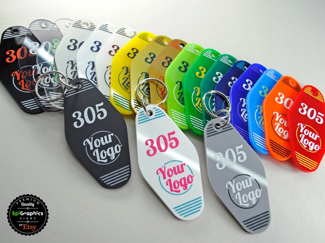 Personalized Hotel Key Tag, Keychain With Your Logo and Room Number - Etsy