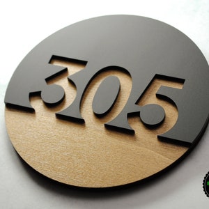 Wood & Acrylic Round Room Number Sign: Hotel Door Signage - Etsy