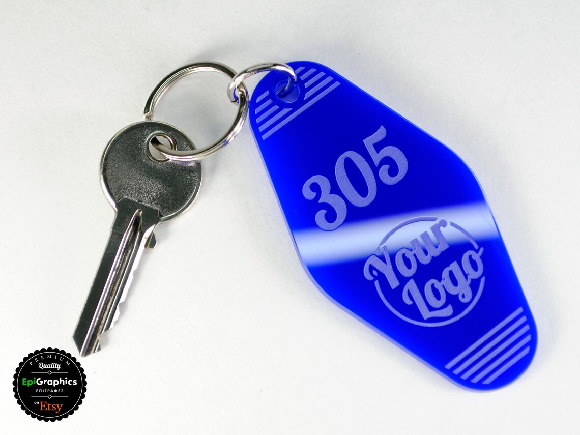 Personalized Hotel Key Tag, Keychain With Your Logo and Room Number - Etsy