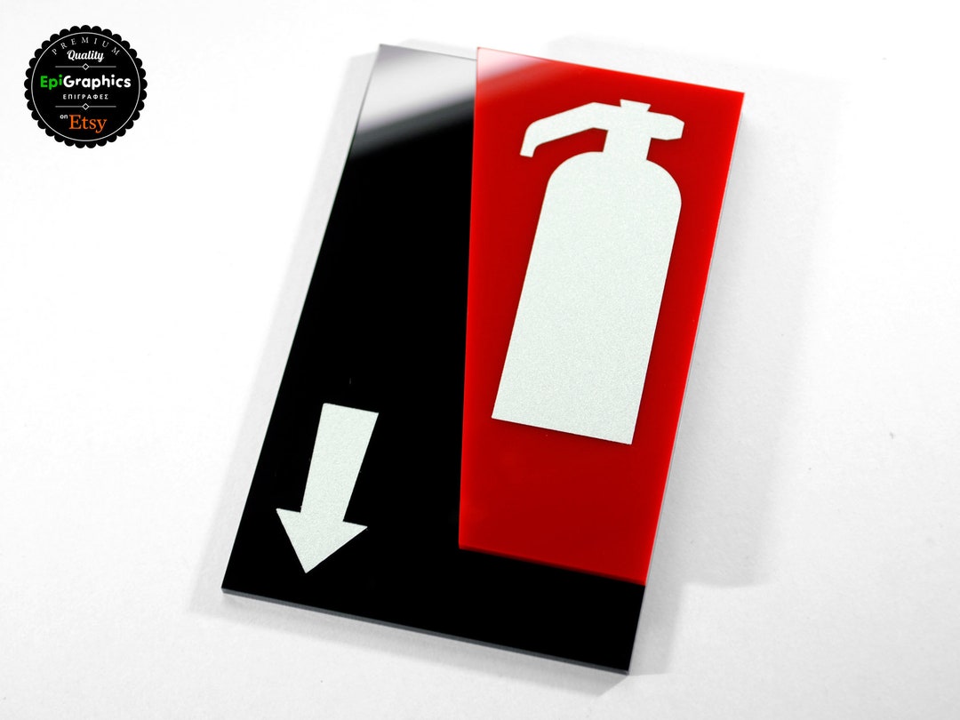 Fire Extinguisher Acrylic Safety Sign With Reflective Symbol. - Etsy