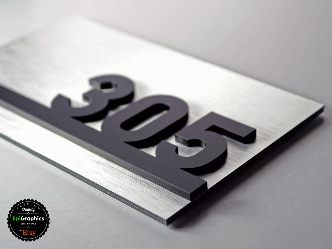 Brushed Aluminum Sign With Acrylic Numbers for Hotel Signage / - Etsy