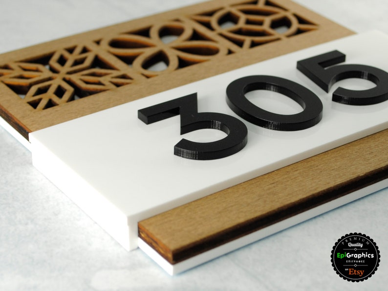 Room Number Sign Made of Wood & Acrylic for Hotel Signage | Etsy