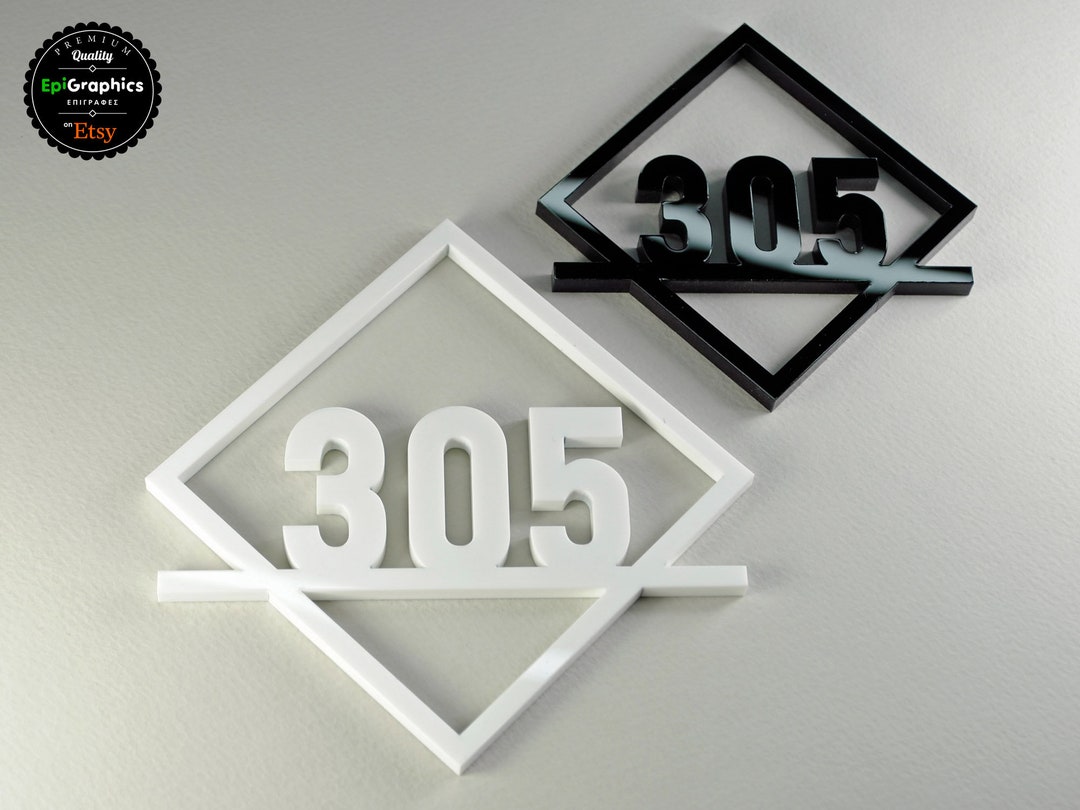 Acrylic Room Number Sign in Rhombus Frame for Hotel Signage, Apartment ...