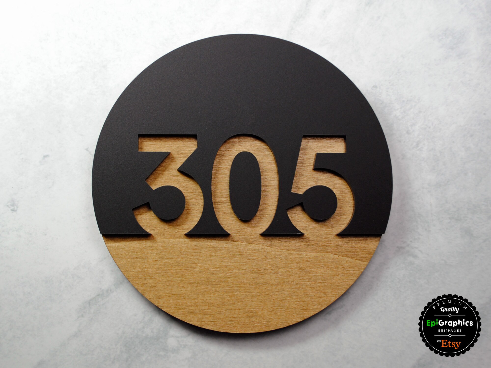 Wood & Acrylic Round Room Number Sign: Hotel Door Signage - Etsy