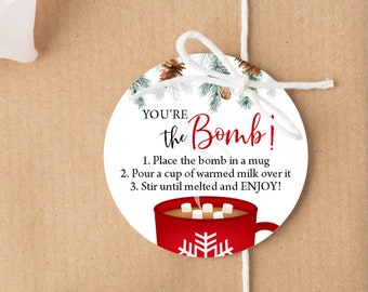 Hot Chocolate Bomb Tags, Hot Cocoa Bomb Instructions Favor Tag Hot ...