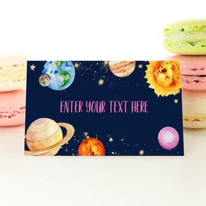 EDITABLE Space Food Cards Galaxy Food Label Planets Outer Space Place ...