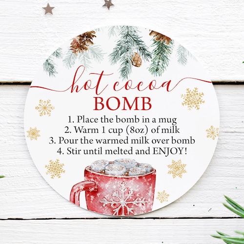 Hot Chocolate Bomb Tags Hot Cocoa Bomb Instructions Favor Tag - Etsy