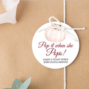 EDITABLE Pumpkin Favor Tag, Pop It When She Pops, Printable Baby Shower ...