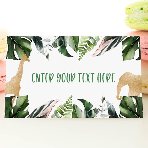 EDITABLE Safari Food Tags Gold Animals Food Labels Safari | Etsy