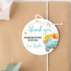EDITABLE Pumpkin Truck Thank You Tags, Pumpkin Favor Tag, Pumpkin Gift ...