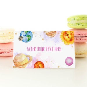 EDITABLE Space Food Cards Galaxy Food Label Planets Outer Space Place ...