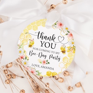 EDITABLE Bee Thank You Tags Thank You for Coming to My Bee-day Favor ...