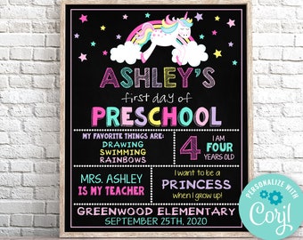 Editable First Day of Kindergarten Sign First Day of School - Etsy