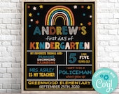 Editable First Day of Kindergarten Sign Boho Rainbow First - Etsy