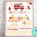 Editable First Day of Preschool Sign, Firetruck First Day of School ...