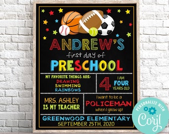 First Day of School Sign, Editable First Day of Kindergarten, First Day ...