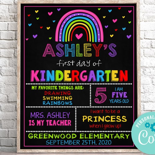 Editable First Day of Pre-k Sign Rainbow First Day of School - Etsy