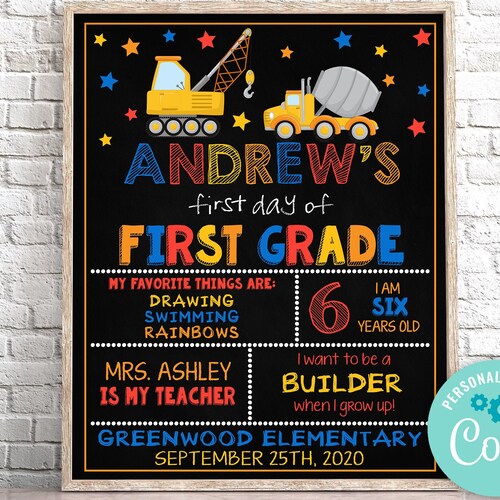 Editable First Day of Preschool Sign Dump Truck First Day of | Etsy