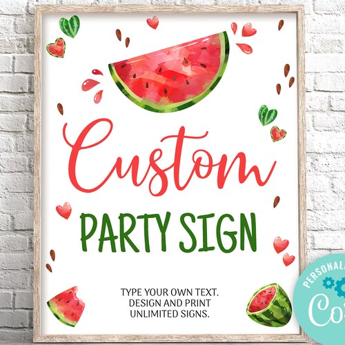 EDITABLE Watermelon Birthday Table Sign Watermelon Custom - Etsy