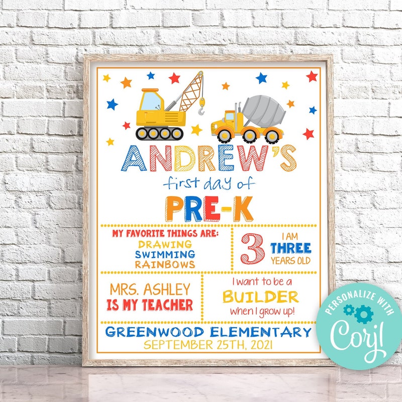 First Day of Pre K - Etsy