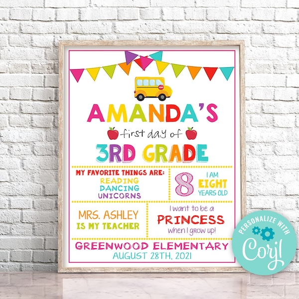3rd Grade Sign - Etsy