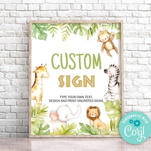 EDITABLE Safari Animals Birthday Table Sign Wild Animals Sign Custom ...
