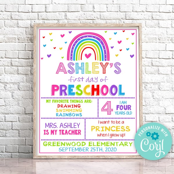 Preschool Sign - Etsy