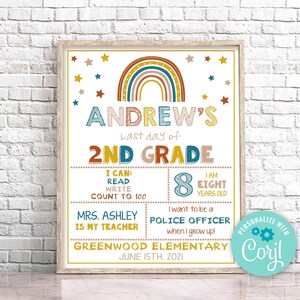 Editable Last Day of 2nd Grade Sign Personalized Last Day of School ...