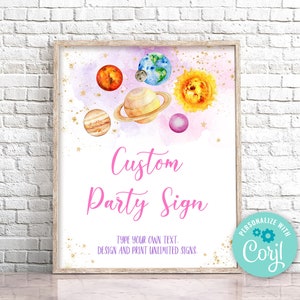 EDITABLE Space Birthday Custom Sign Solar System Table Sign Custom ...