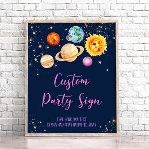 EDITABLE Space Birthday Custom Sign Solar System Table Sign Custom ...