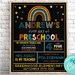 Editable First Day of Preschool Sign, Boho Rainbow First Day of School ...