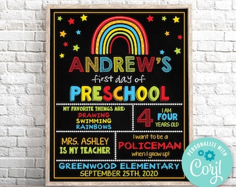 First Day of School Sign, Editable First Day of Kindergarten, First Day ...