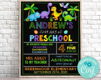 Editable First Day of Preschool Sign, Firetruck First Day of School ...