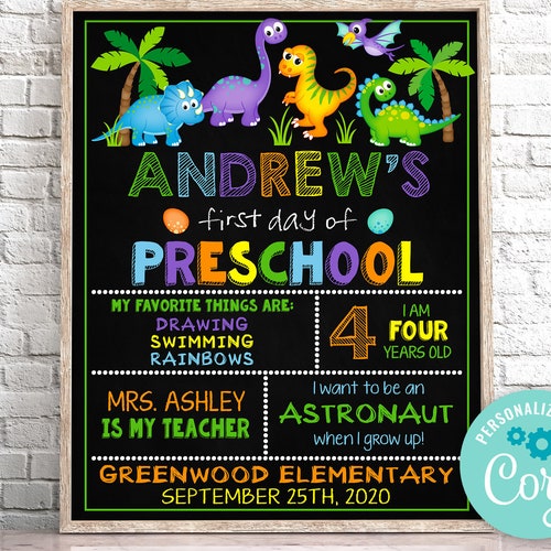 First Day of School Sign Editable First Day of Kindergarten - Etsy