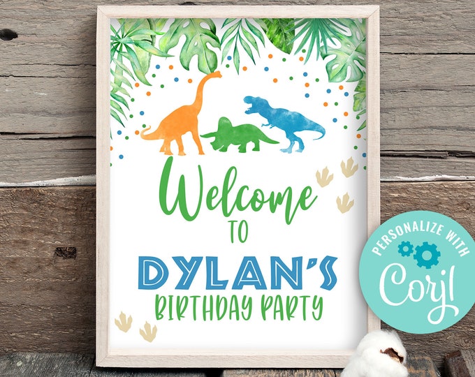 Editable Dinosaur Welcome Sign Instant Download Safari - Etsy