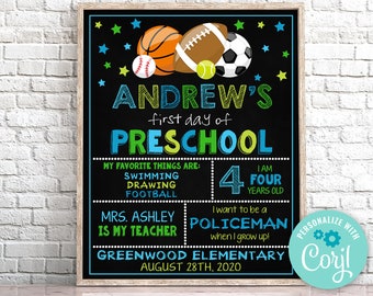 First Day of School Sign Template, Editable First Day of Kindergarten ...