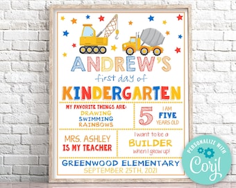 First Day of School Sign, Editable First Day of Kindergarten, First Day ...