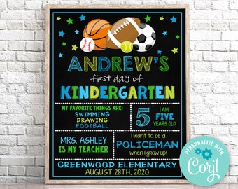 First Day of School Sign, Editable First Day of Kindergarten, First Day ...