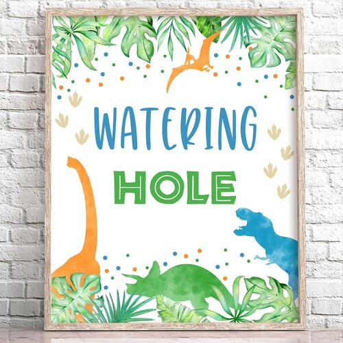Dinosaur Watering Hole Sign Dinosaur Table Decor Printable - Etsy